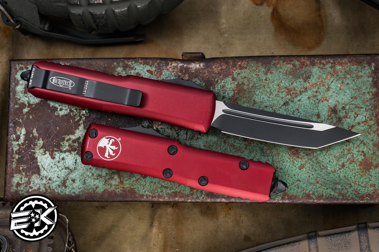 Microtech UTX-85 Merlot Red OTF Automatic 3" Tanto Black 233-1MR