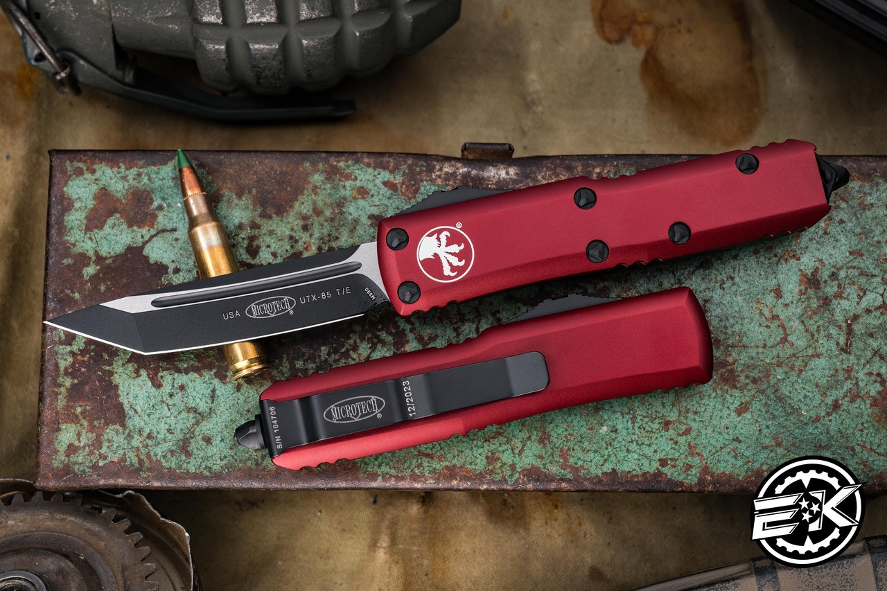 Microtech Utx 85 Merlot Red Otf Automatic 3 Tanto Black 233 1mr