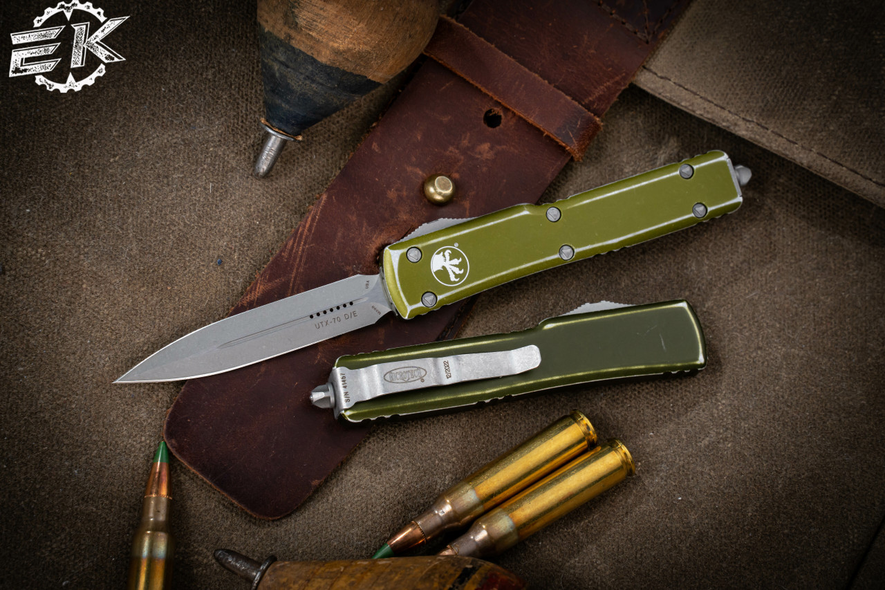 Discontinued-Microtech UTX-70 OTF Automatic Knife Distressed OD Green 2 ...
