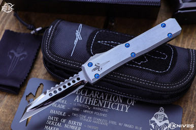 Microtech/Marfione Custom Ultratech Stainless OTF Blue Ringed 3.4 ...