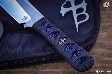 Borka Blades "Always Survive" Black Tsuka Wrap, Blue Ray Skin 4.5" Satin