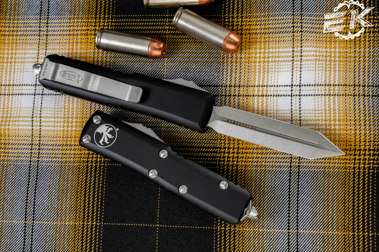 Microtech Utx 85 Spartan Otf Automatic Knife 31 Stonewash 230 10