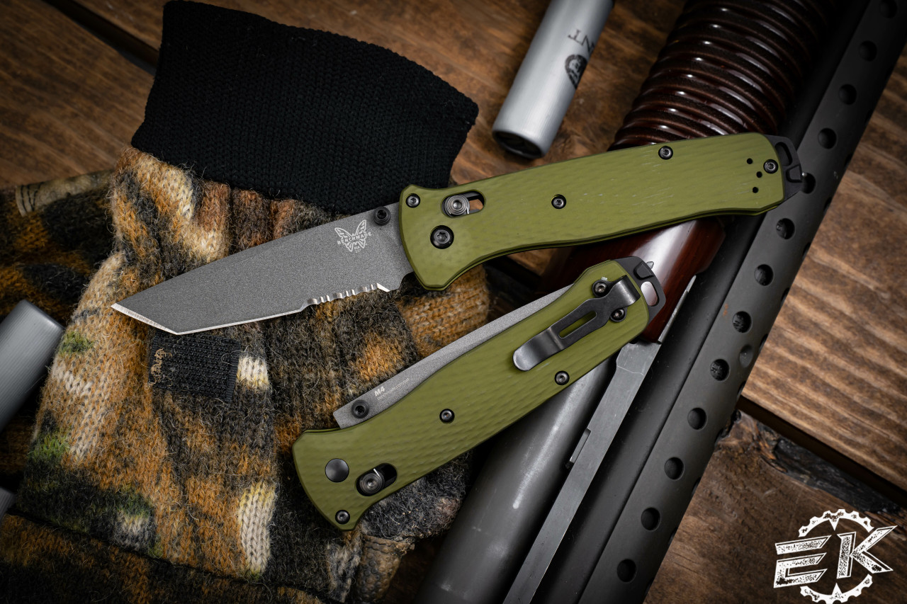 Benchmade Bailout AXIS Lock Knife OD Green 3.4" Tanto Gray Serrated ...