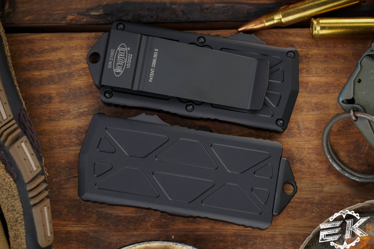 Microtech Exocet Money Clip OTF Knife Cali-Legal 1.9" Black Serrated 157-2T