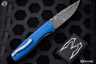 Kurt Merriken Custom "Karma" Blue G10, 3.3" Damascus