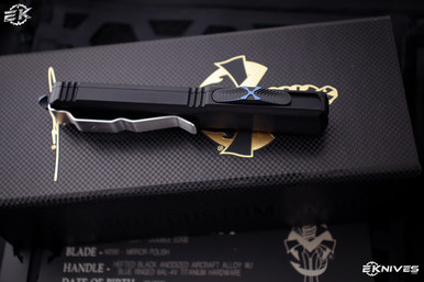 Marfione Custom Ultratech OTF Blue Ringed 3.4" Dagger Mirror Polish