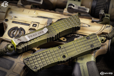 Microtech Combat Troodon Frag Off Grenade Green Automatic Knife 3.8 ...
