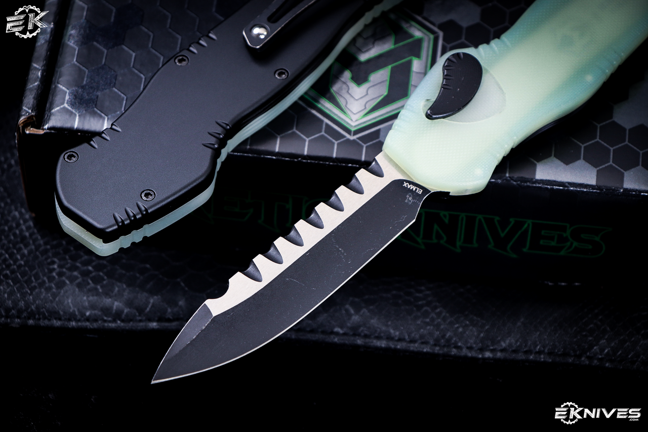Heretic Knives Hydra Single-Action Jade G10 OTF 3.6" Drop Point Black ...