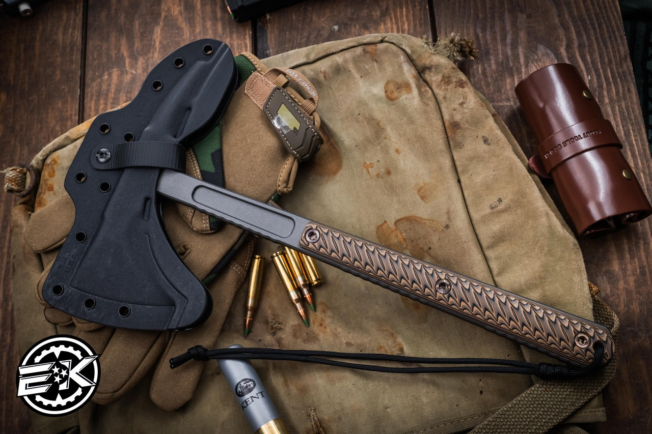 RMJ Tactical Kestrel Hyena Brown G10 Tomahawk Axe 13" Tungsten