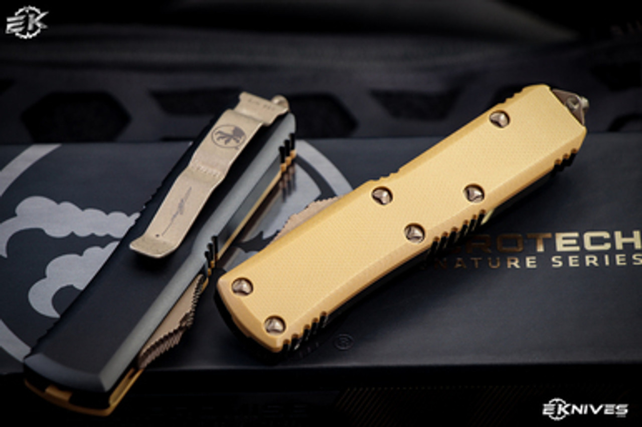 Microtech Utx 85 Tan G10 Signature Series Otf Knife 3 Bronze