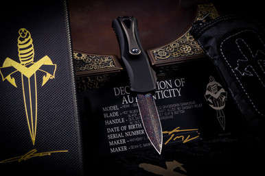 Marfione Custom Hera OTF Automatic 3" Dagger Dragonskin Damascus