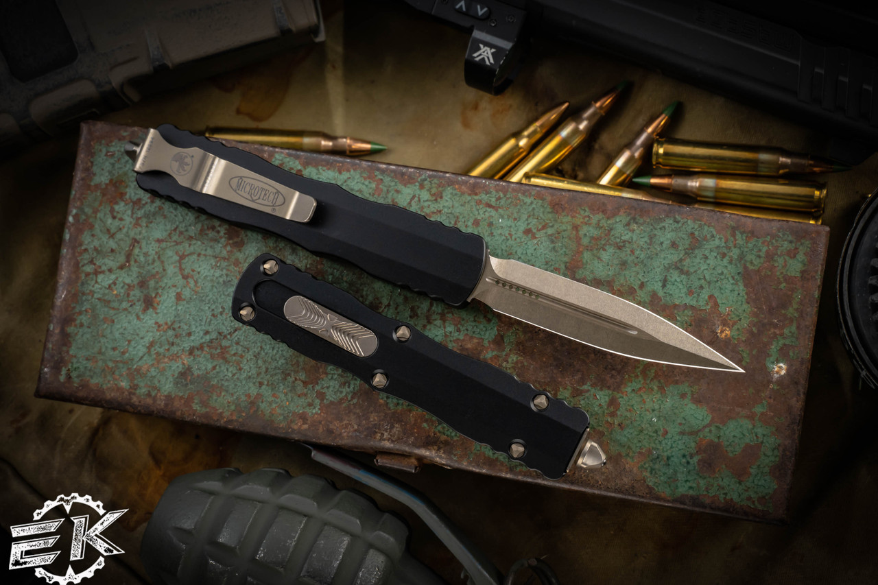 Microtech Dirac Otf Automatic Knife Black 3 Dagger Bronze 225 13