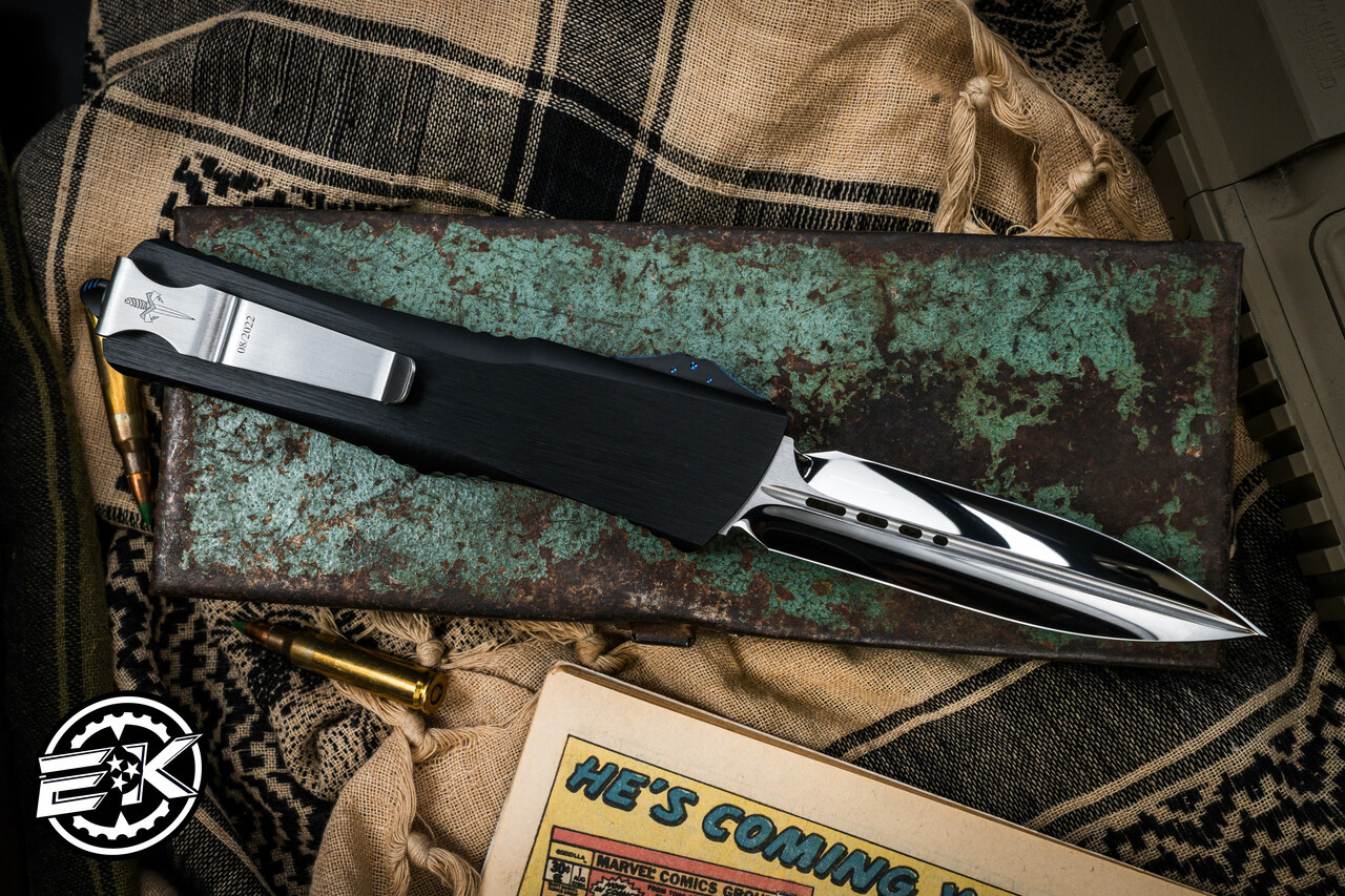 Microtechmarfione Custom Combat Troodon Otf Knife W Blue Ringed Hw 3