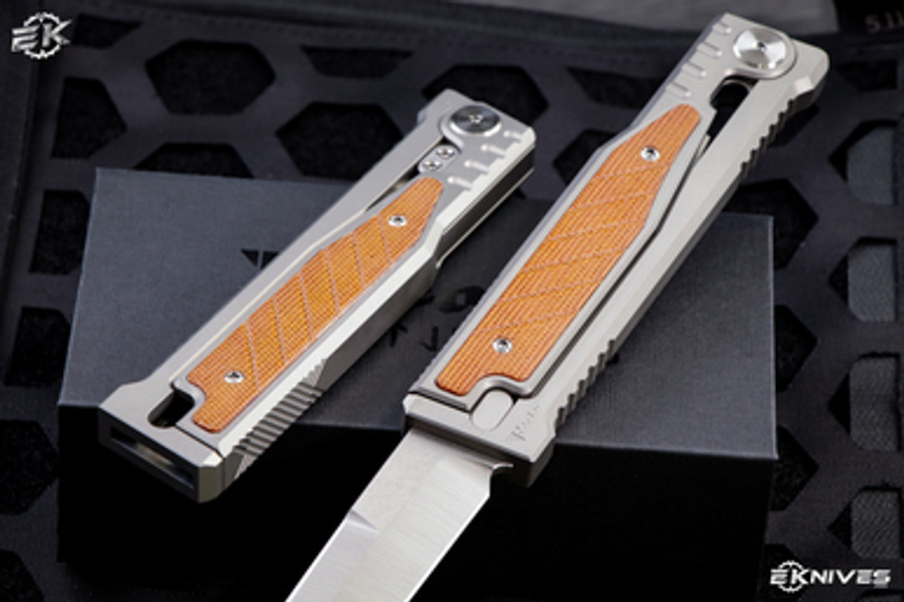 Reate Exo Gravity Knife Titaniumbrown Micarta 375 Satin Tanto