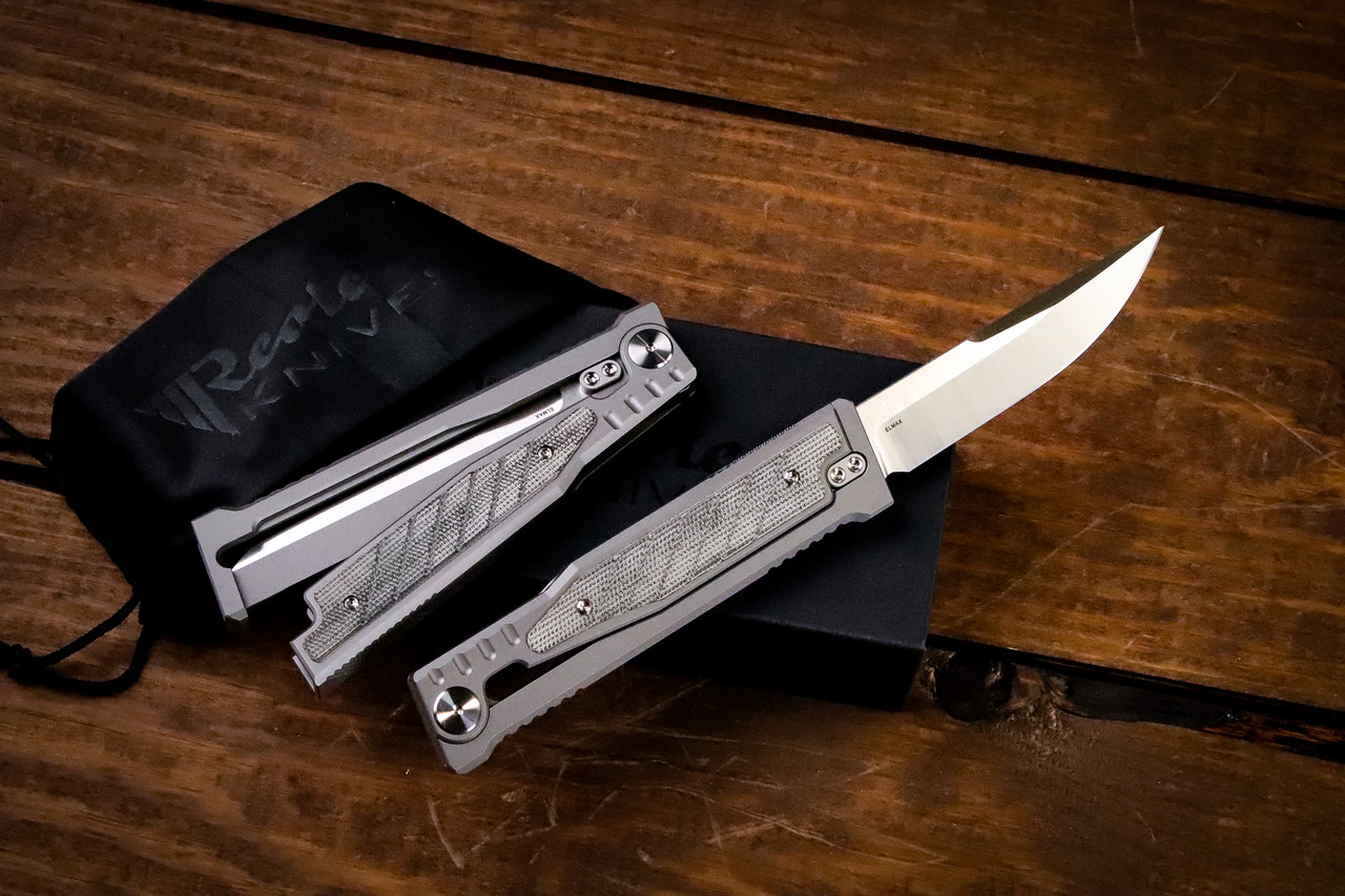 Reate Exo Gravity Knife Titaniumblack Micarta 375 Satin Drop Point