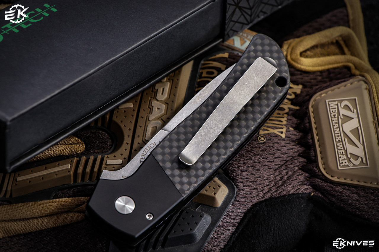 Protech Terzuola Atcf Automatic Knife Black Carbon Fiber 35 Magnacut