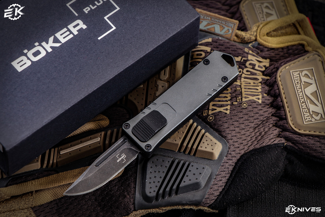 Boker Plus USB OTF Automatic Knife Gray 1.8" Black Stonewash 06EX276SOI
