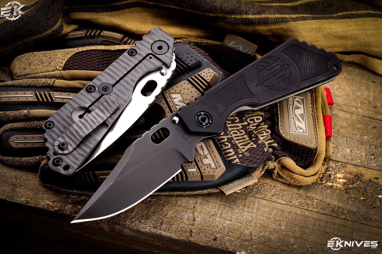 Mick Strider Knives SMF Black Aluminum Logo Engraved /Flamed Titanium 4 ...