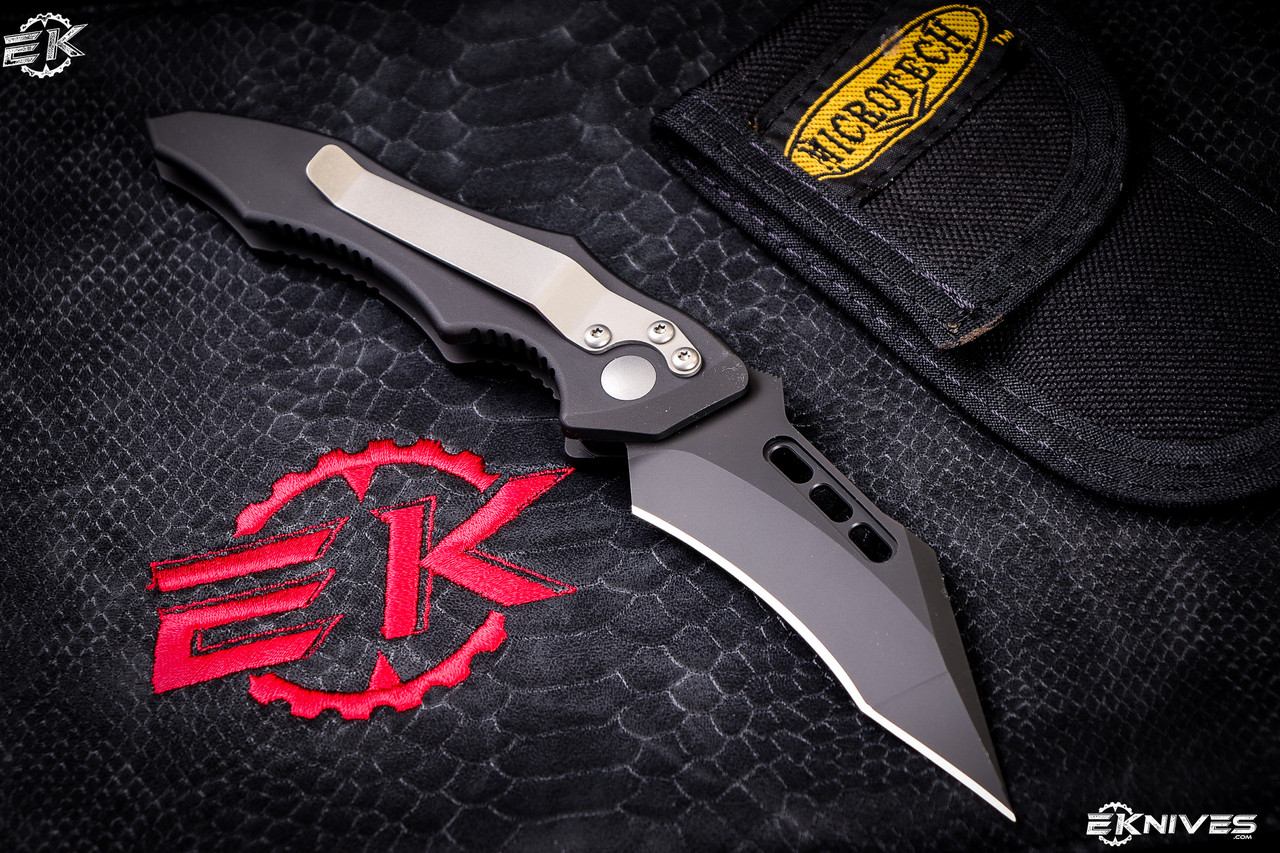 Microtech Vector Automatic Black Folding Knife 3" Black Hawkbill ...