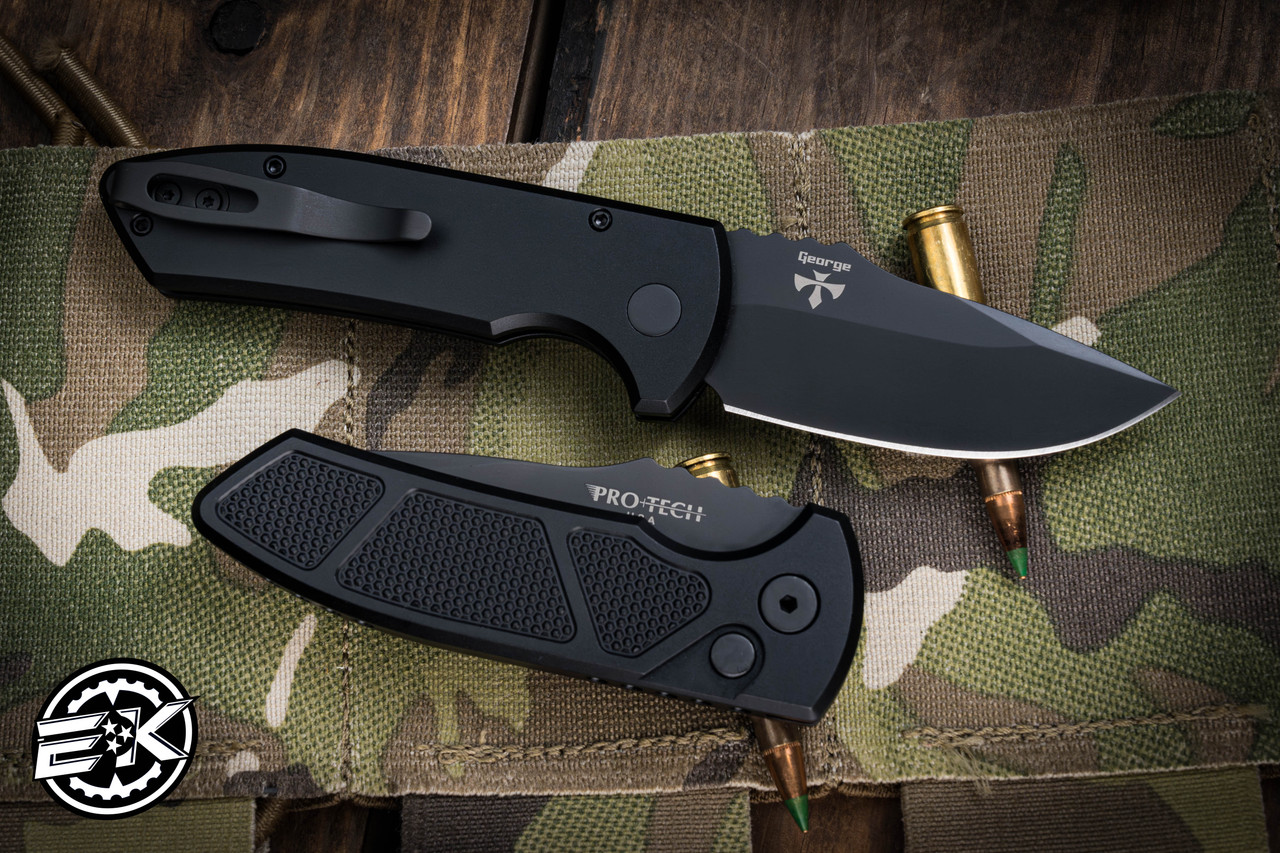 ProTech SBR Short Bladed Rockeye Automatic Folding Knife Textured Black 2.5" Black LG407