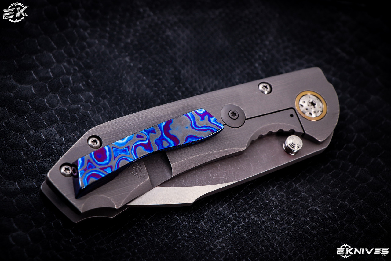 RIP Knives Custom "Russo" Titanium Blasted Timascus Clip 3.5" Satin ...