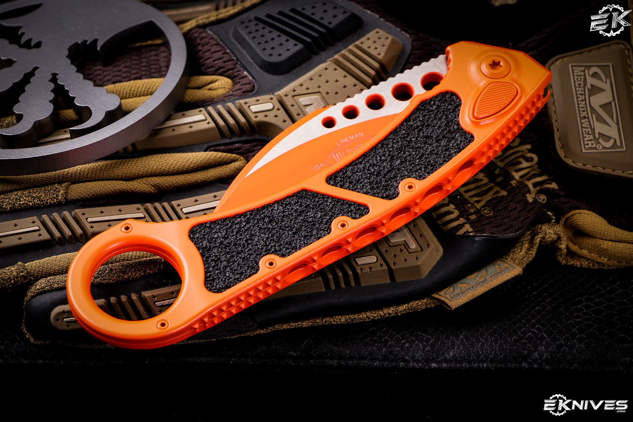 Microtech Hawk Automatic Karambit Lineman Tool Knife 4" Hawkbill Orange ...