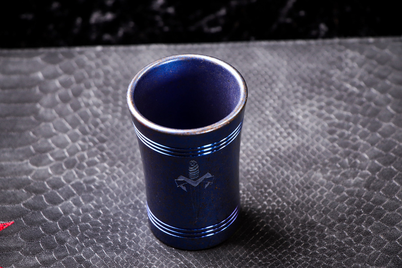 Microtech/Marfione Custom Blue/Bronze Shot Glass Titanium Triple Dagger ...