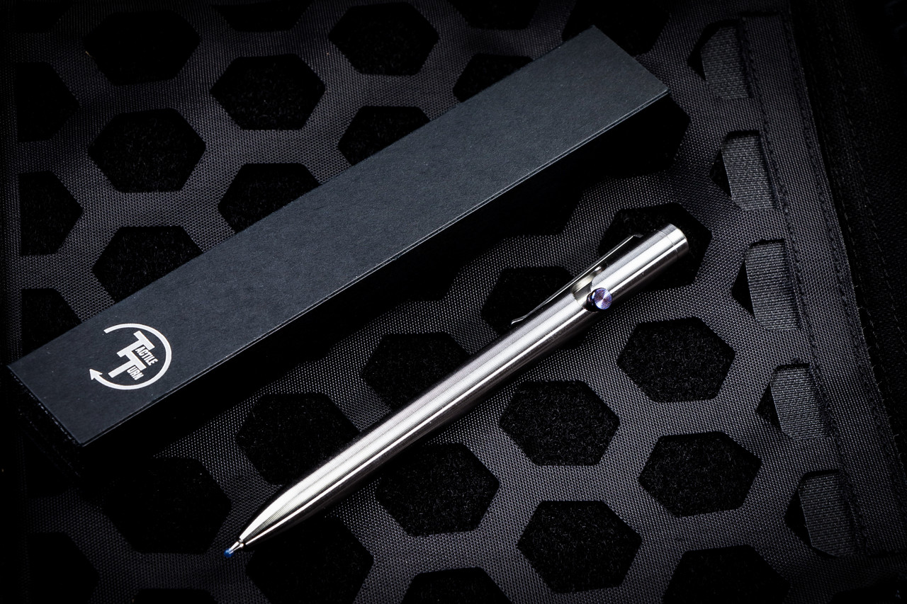 Tactile Turn Bolt Action Titanium Pen Damascus Bolt 5.6" Ti Clip