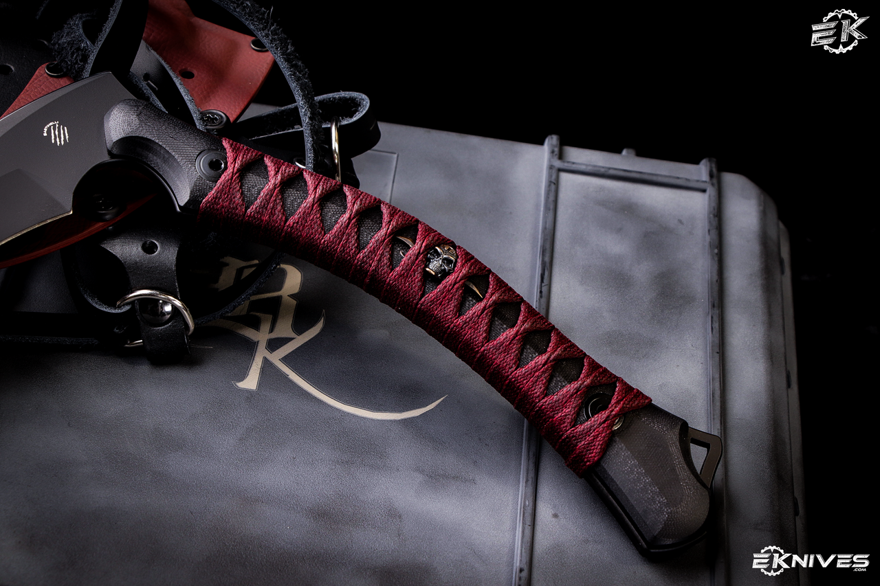 Bastinelli Knives Custom "ReaperTAC" Red Tsuka Bronze Menuki (6.7 ...