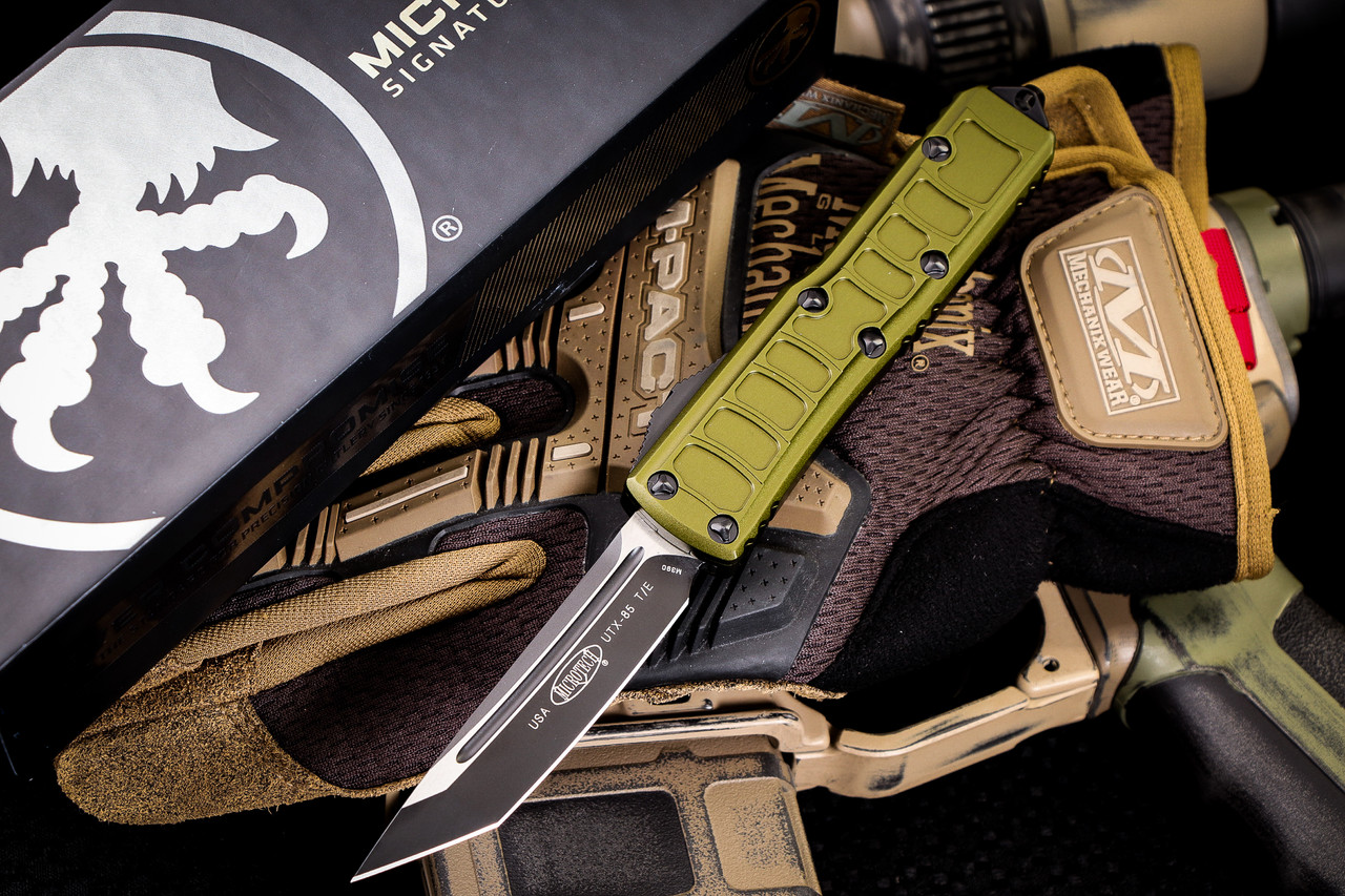 Microtech Utx 85 Ii Stepside Od Green Otf Automatic Knife 3 Black