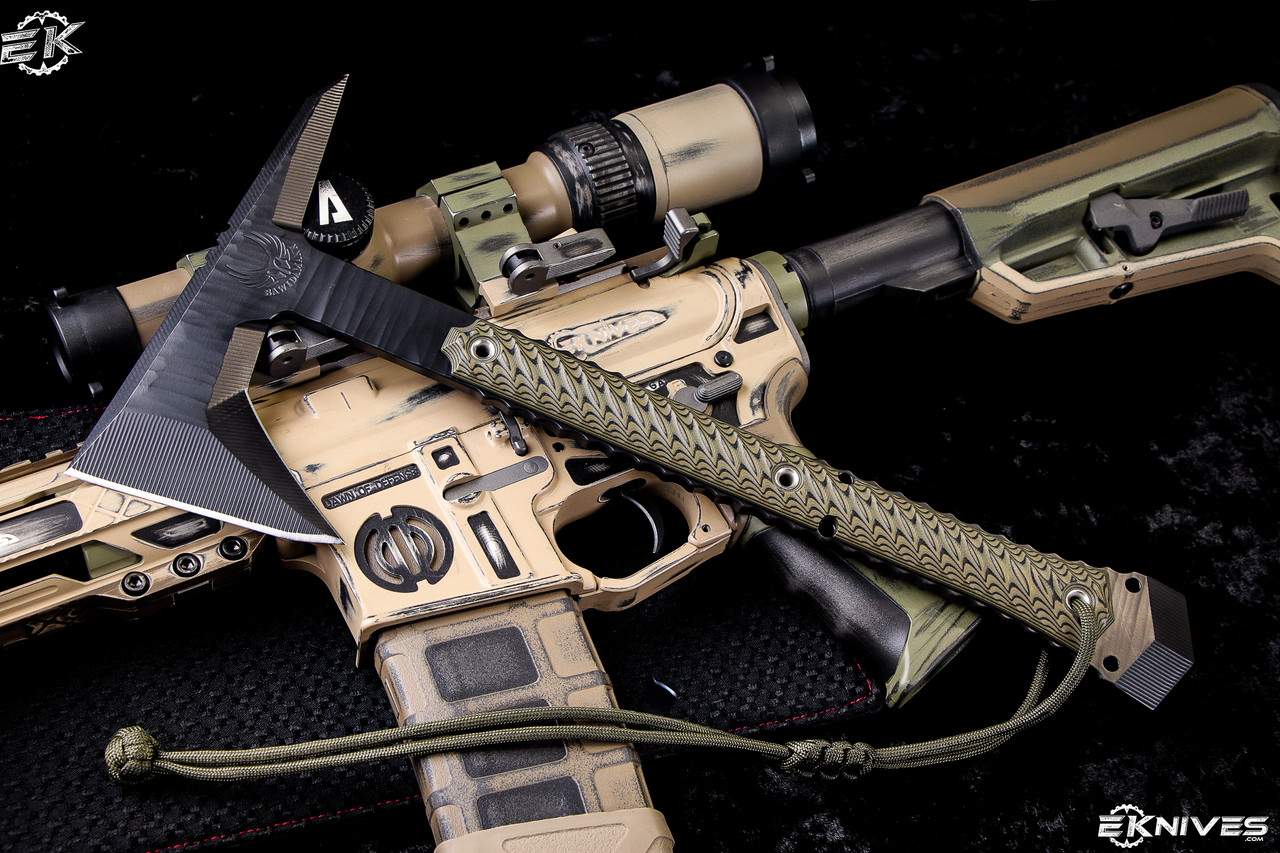 RMJ Tactical Ragnarok 14 Tomahawk Dirty Olive G10 3.5" 80CRV2 Black ...