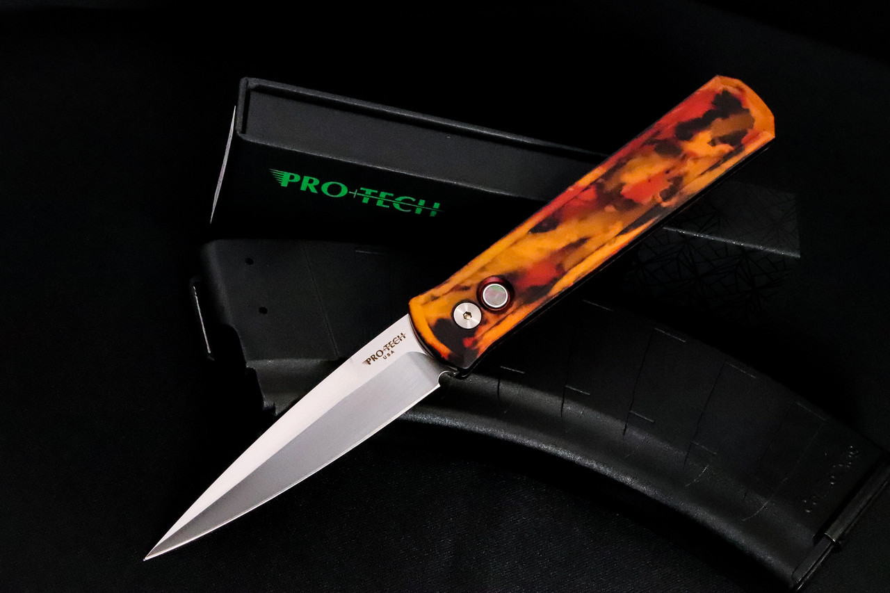 Protech Custom Godfather Del Fuego Automatic Folding Knife 4 Satin