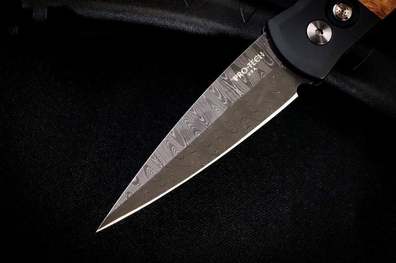 Protech Custom Godson Automatic Folding Knife Maple Burl Inlay 3