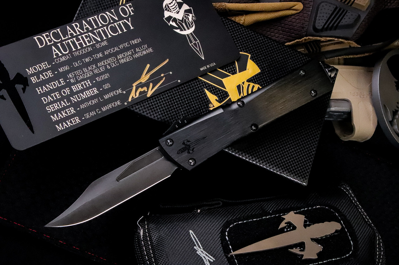 Marfione Custom Combat Troodon Otf Black Dagger Relief Knife 38 Dlc