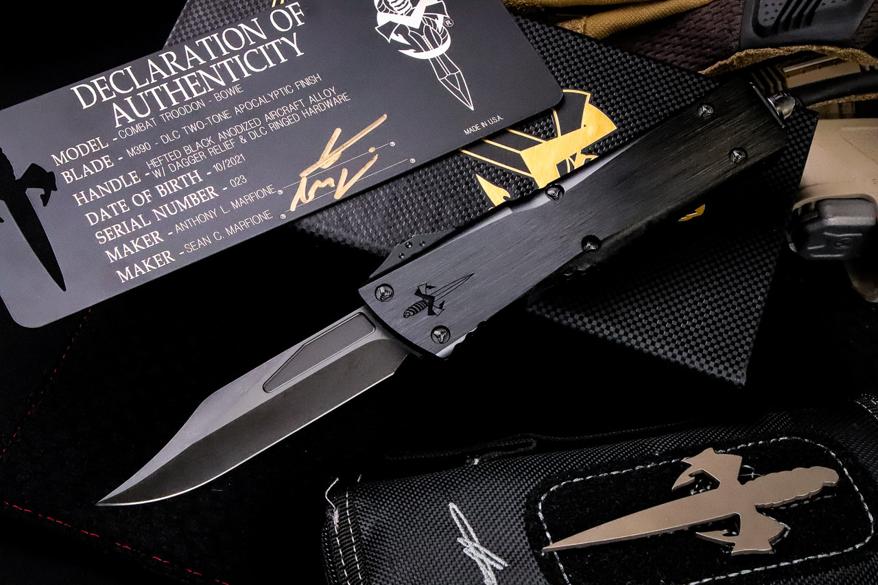 Marfione Custom Combat Troodon Otf Black Dagger Relief Knife 38 Dlc