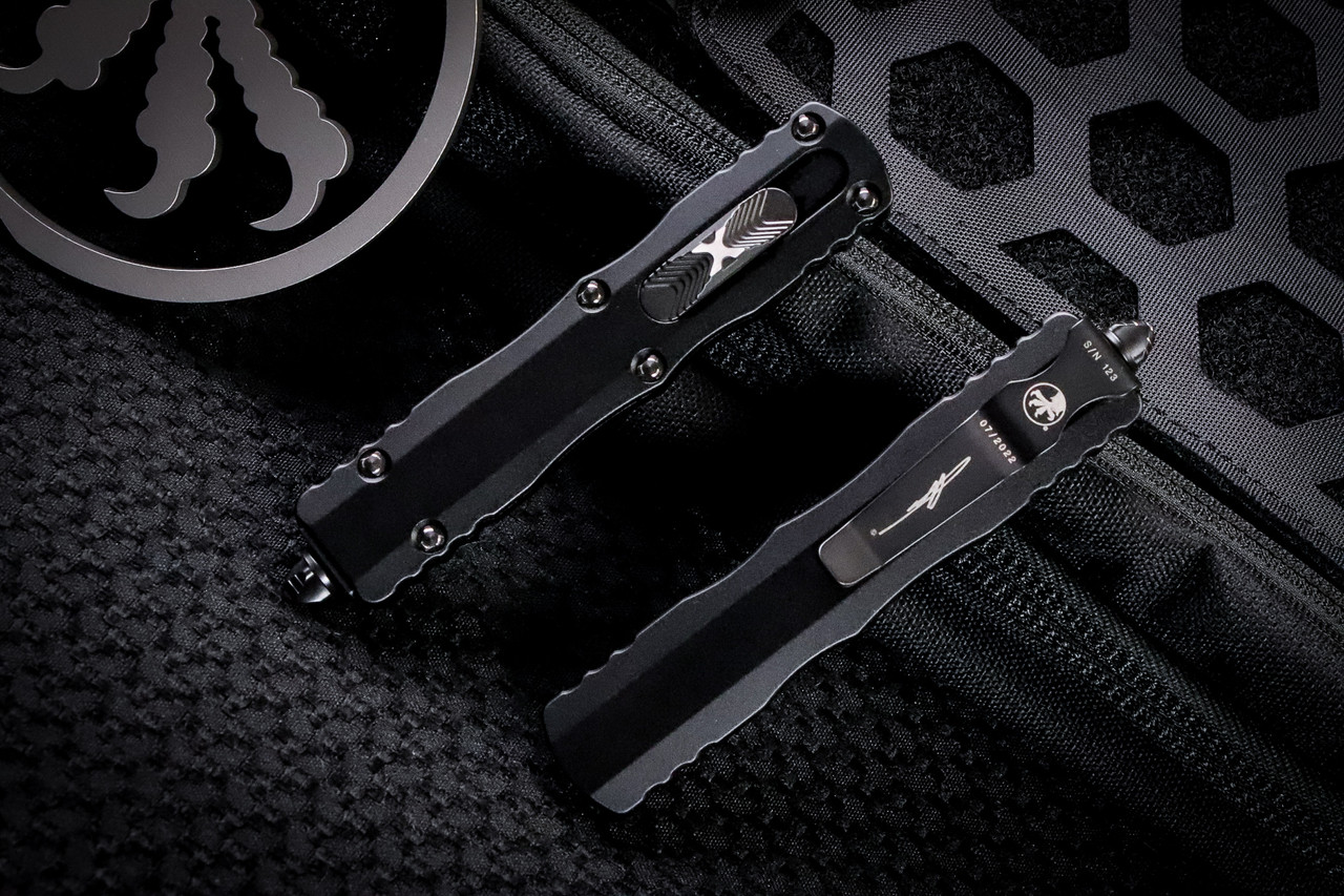 Microtech Dirac OTF Automatic Knife Black 3" Dagger Damascus 225-16S