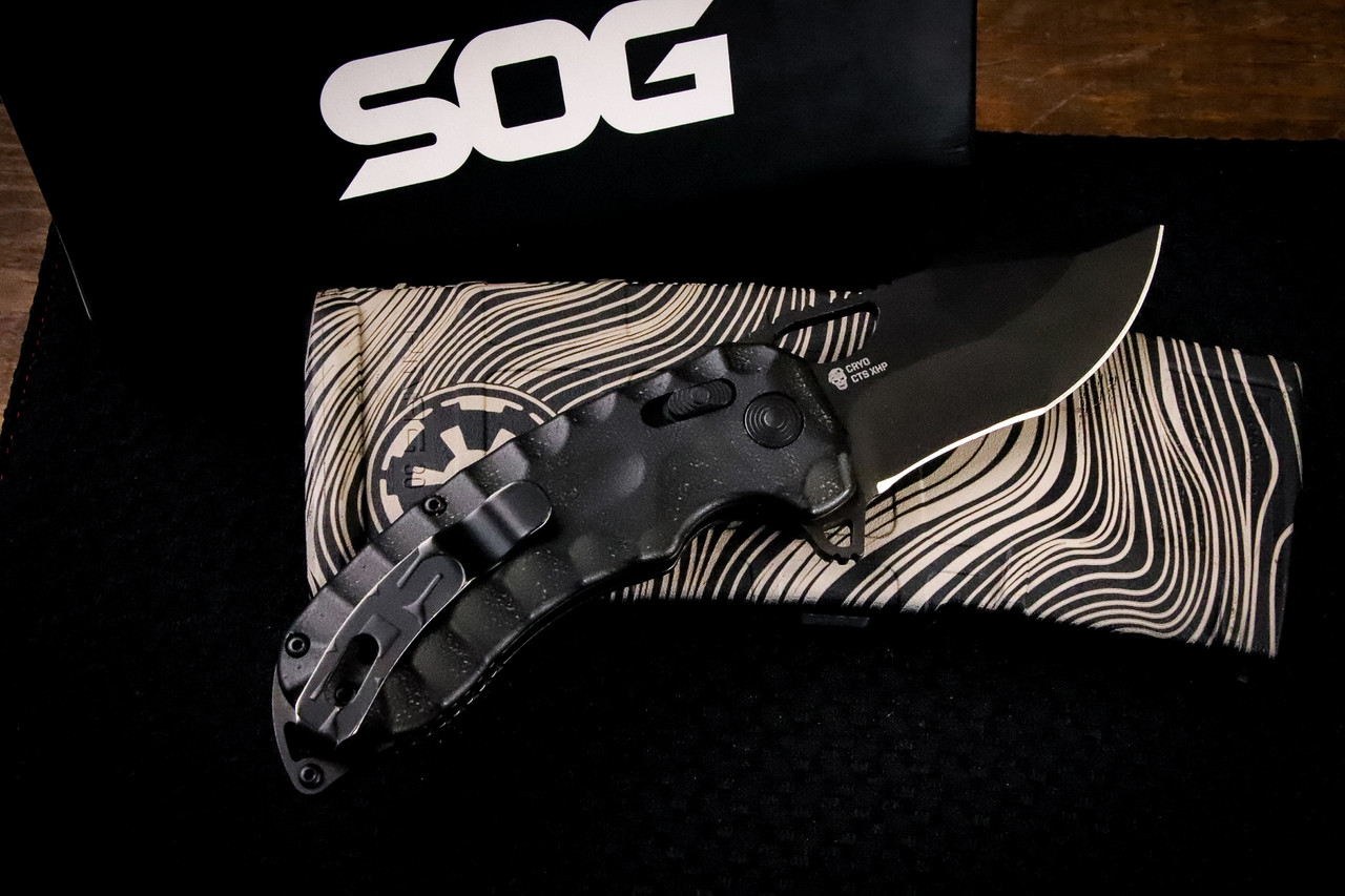 SOG Kiku XR Black Micarta Folding Knife Blackout (Preowned)