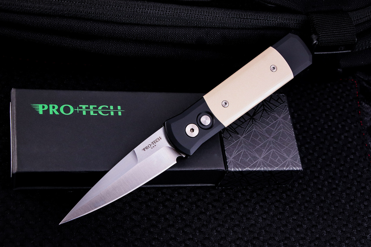 Protech Custom Godson Tuxedo Ivory Micarta Inlay Automatic Folding