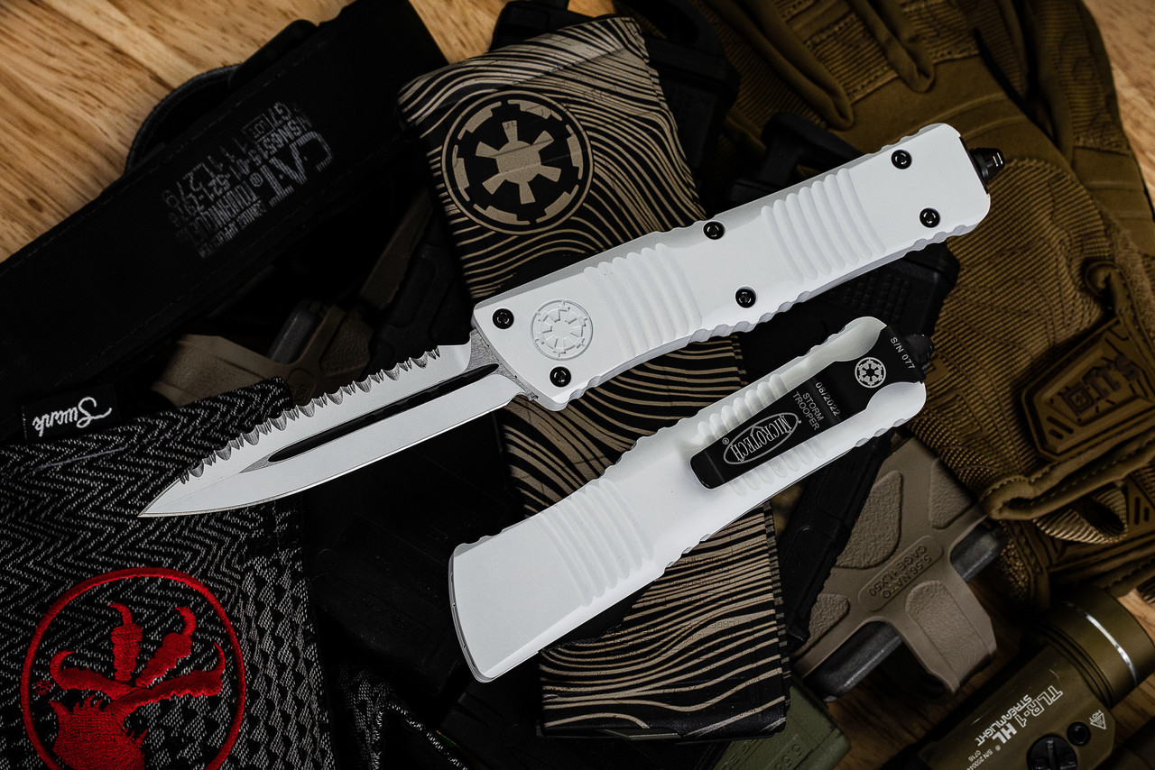 Microtech StormTrooper Combat Troodon Deep Engraved White 3.4" Dagger ...