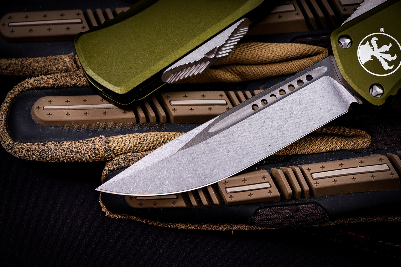 Microtech Hera Otf Automatic Knife Od Green 3 Drop Point Stonewash 703