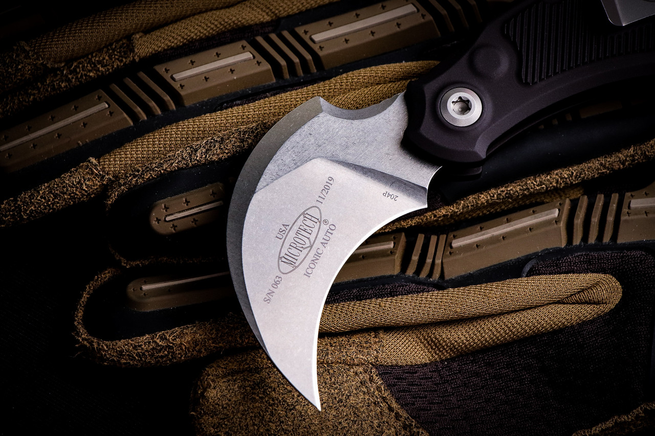 Microtech/Bastinelli ICONIC (No Safety) Automatic Folding Karambit ...