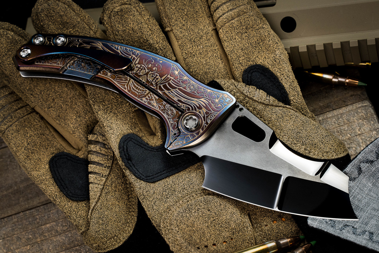 Borka Blades/Bond Knives/Marfione Custom "Shylock" Root Beer Winged ...