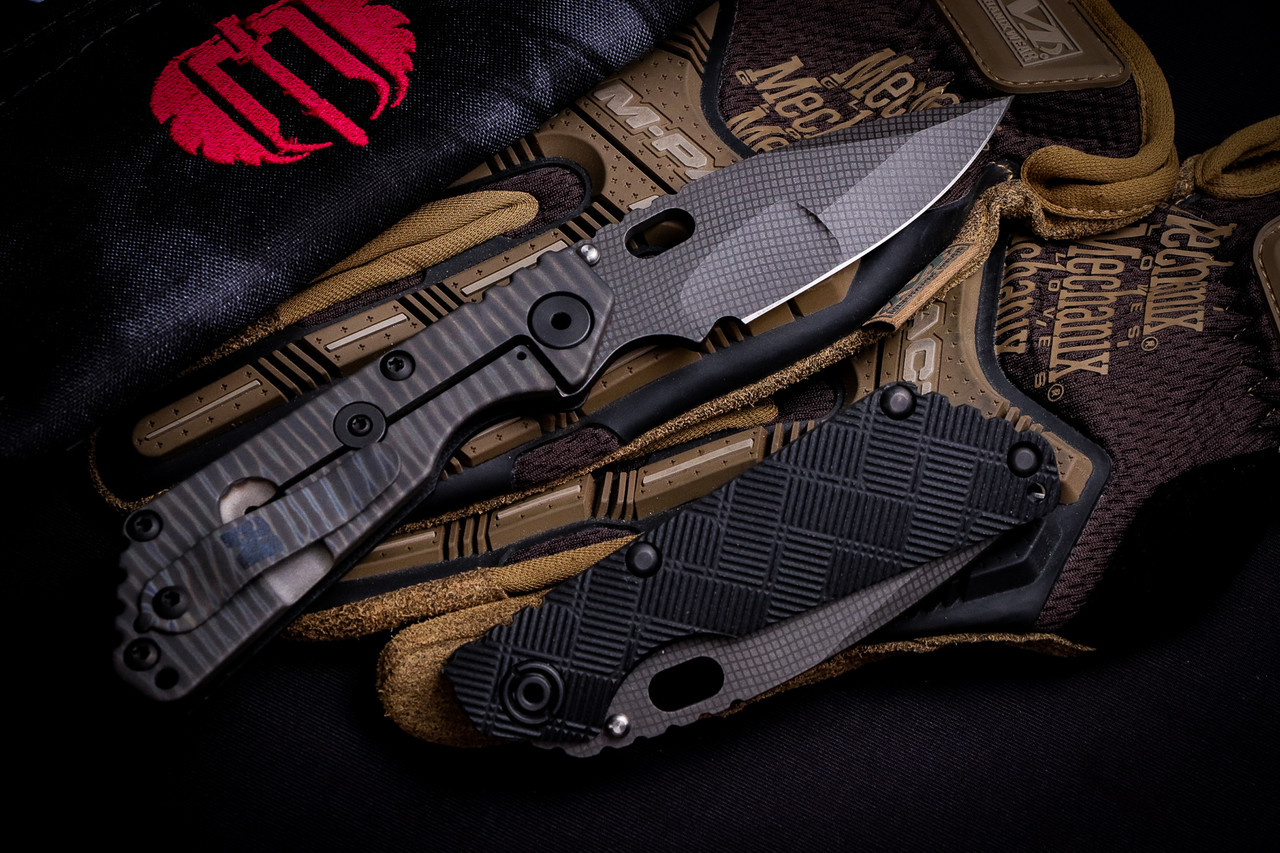 Mick Strider MSC Custom SnG G10/Flame Titanium 3.5" Grid Pattern ...