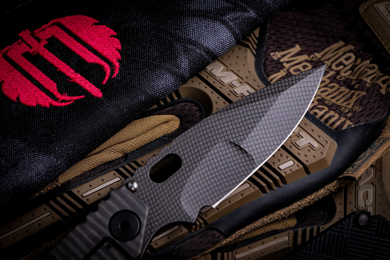 Mick Strider MSC Custom SnG G10/Flame Titanium 3.5" Grid Pattern ...