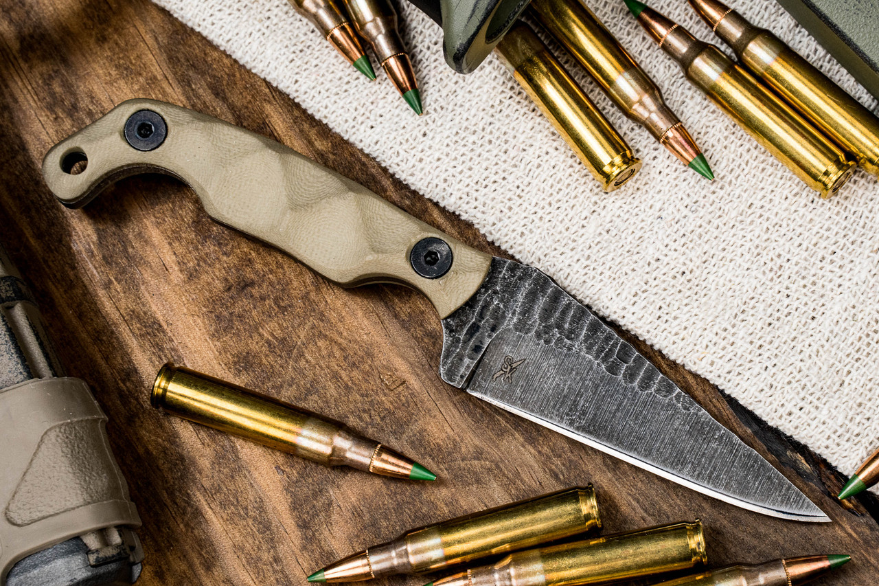 Stroup Knives MINI Fixed Blade Knife Tan G10 3" Acid Wash Pike