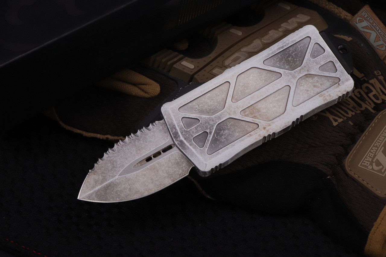 Microtech Sandtrooper Exocet Money Clip OTF Knife 1.9" White Distressed ...