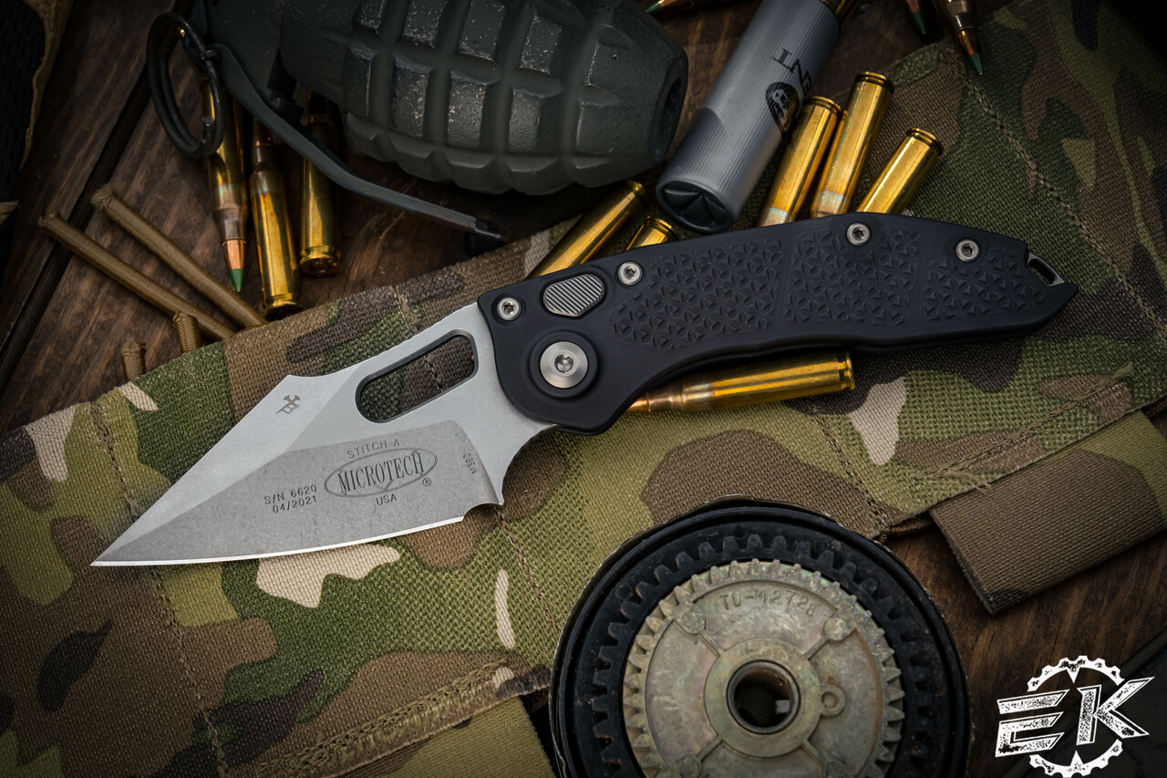 Microtech/Borka Blades "Stitch" Automatic Folding Knife 3.75" Stonewash ...