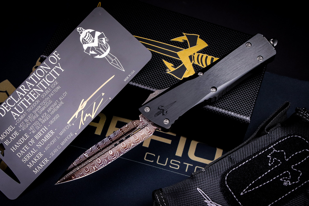 Marfione Custom Combat Troodon 3.8" Dagger Hot Blued Sharktooth ...