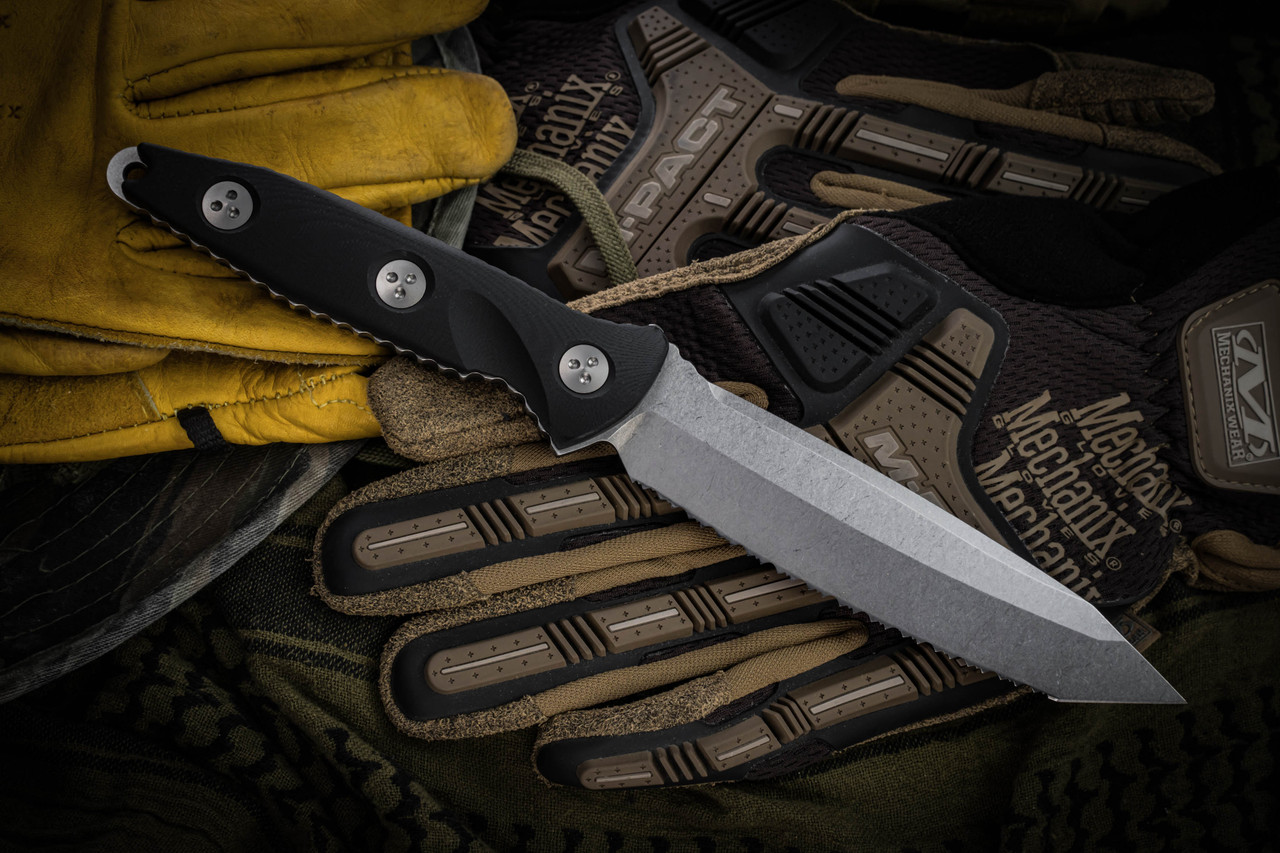Microtech Socom Alpha Fixed Blade Knife Black G10 5 Tanto Serrated