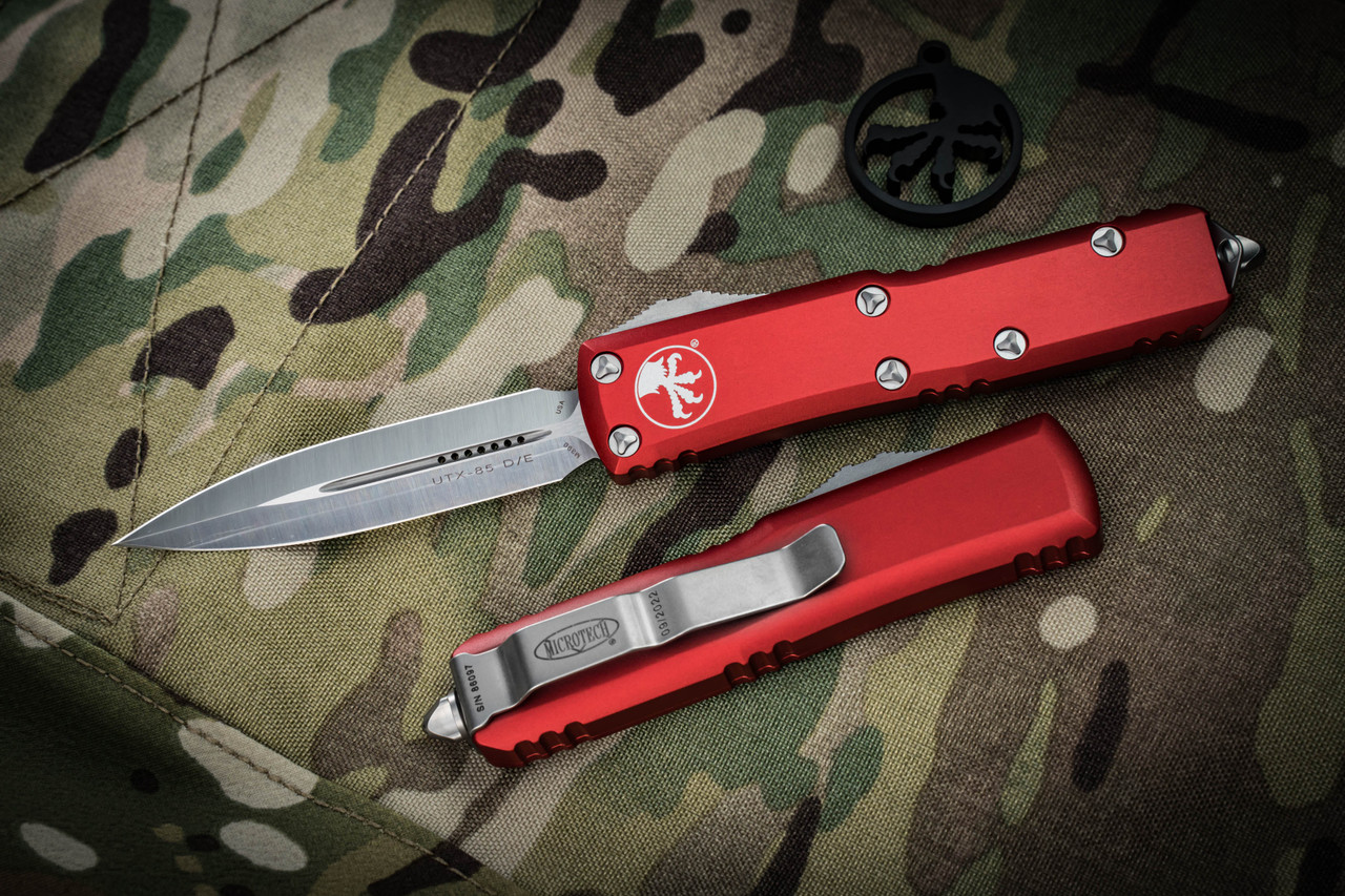 Microtech Utx 85 Otf Automatic Knife Red 3 Dagger Satin 232 4rd